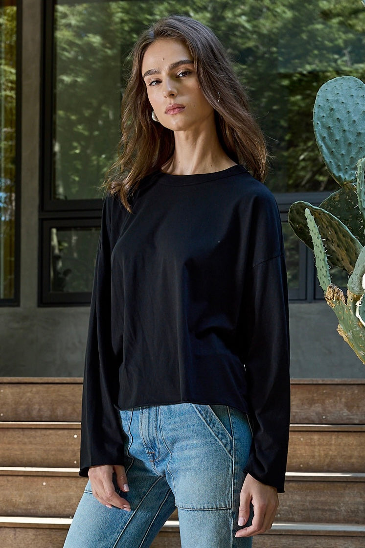 Women’s Tee – Loffler Boxy Tee in Black – NSF Clothing